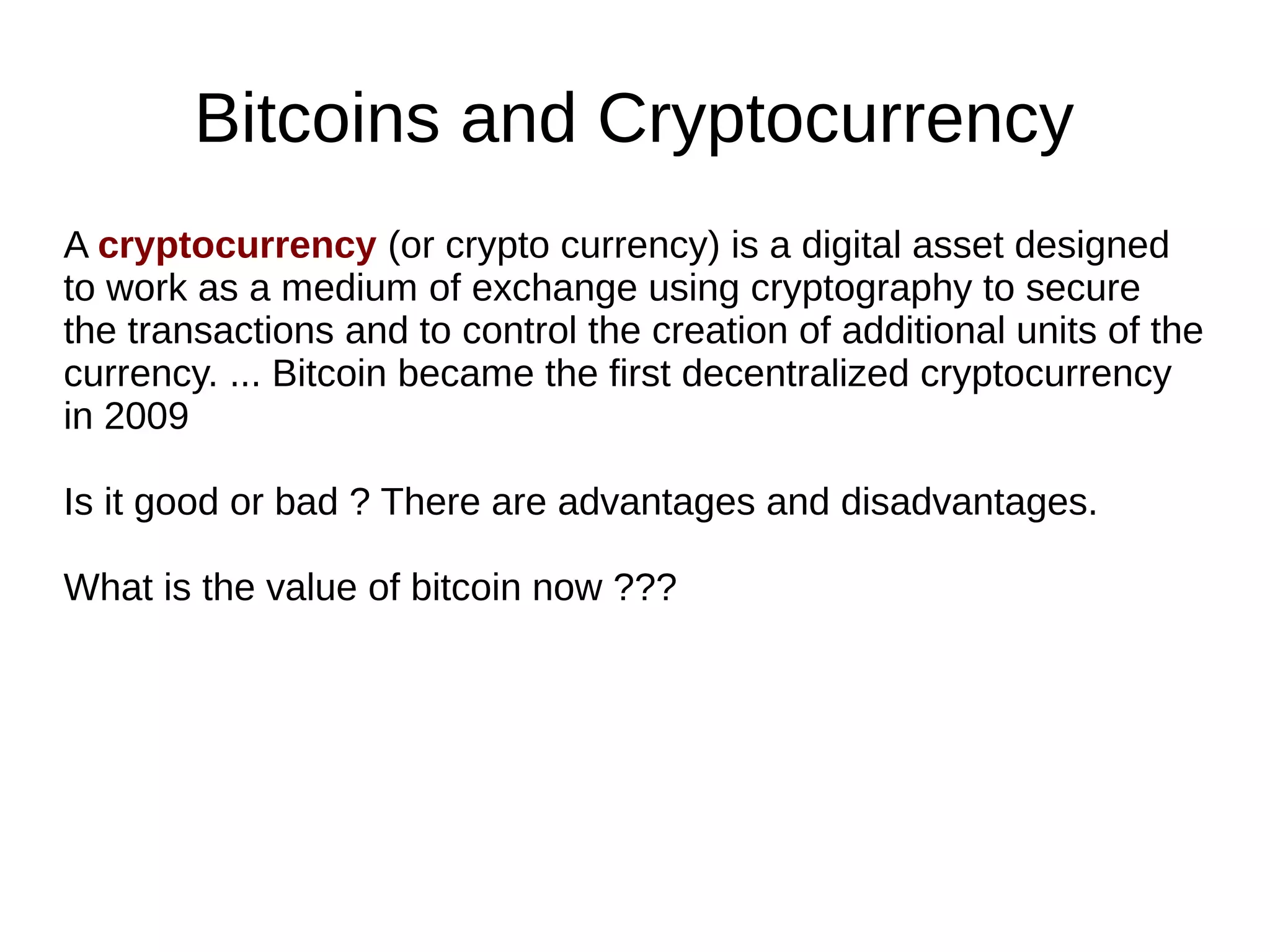 Introduction to bitcoins and cryptocurrency(www.naveendavisv.blogspot ...