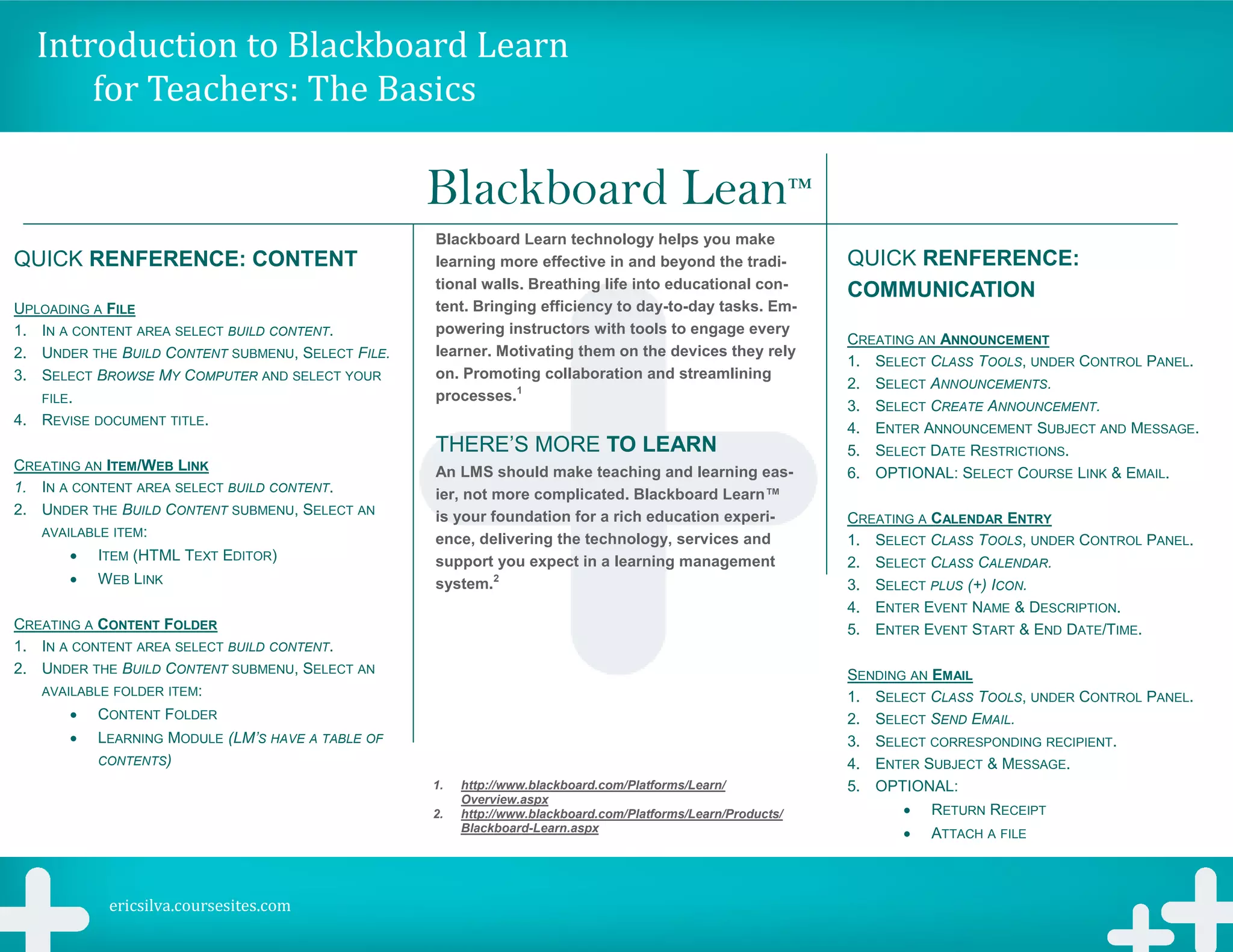 Introduction to Blackboard Learn for Teachers | PDF