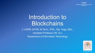 Introduction to blockchains | PPT
