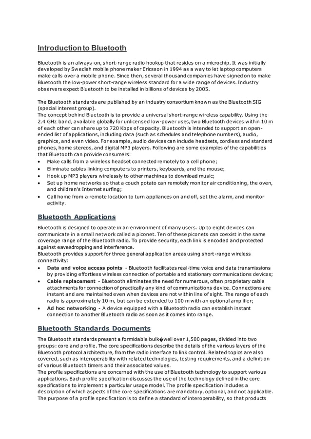 Introduction to bluetooth | PDF
