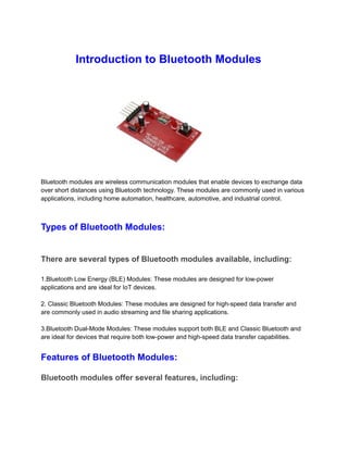 Exploring the World of Bluetooth Modules: Technology, Applications, and ...