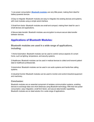 Exploring the World of Bluetooth Modules: Technology, Applications, and ...