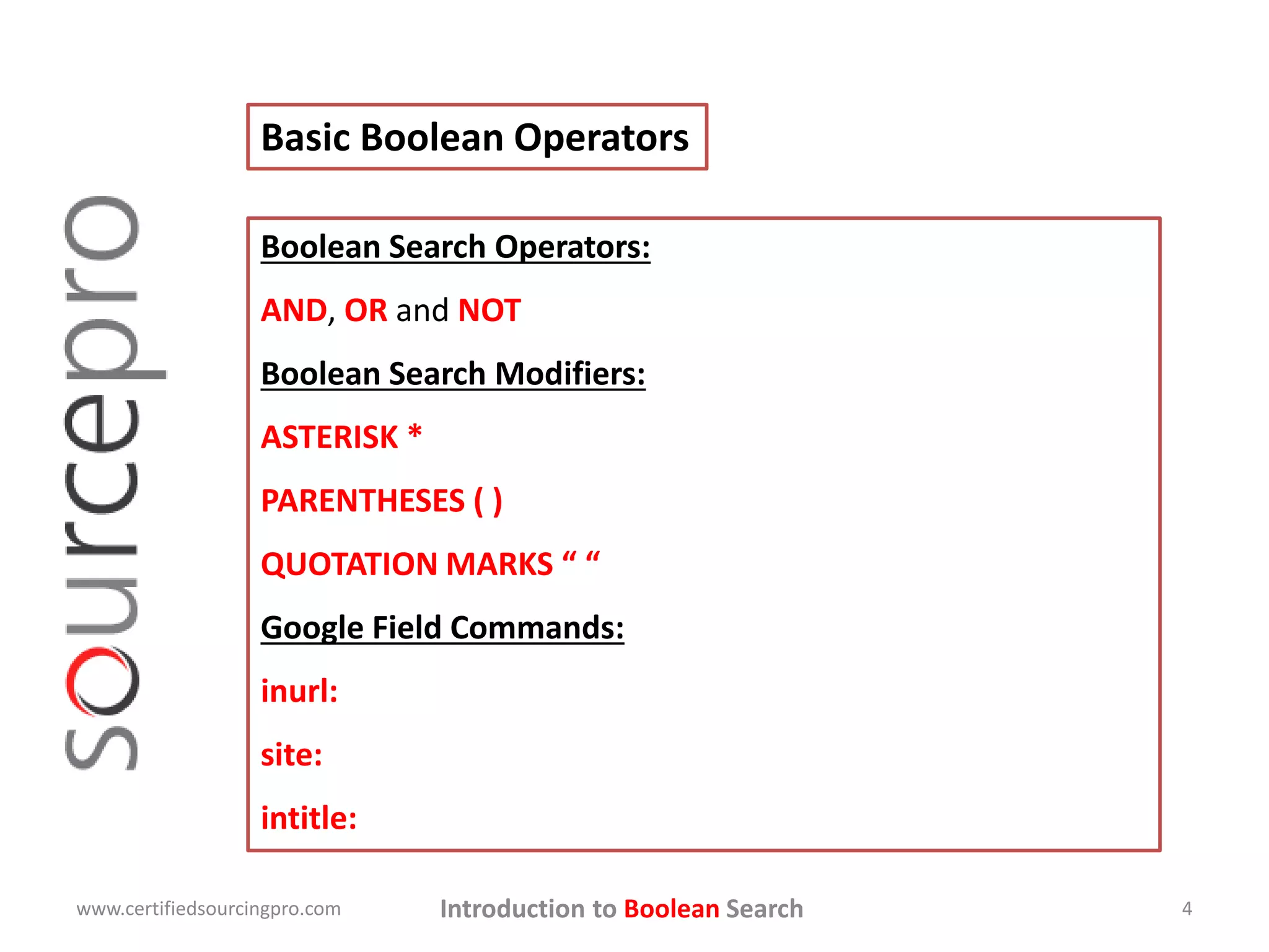 Introduction to boolean search | PPTX