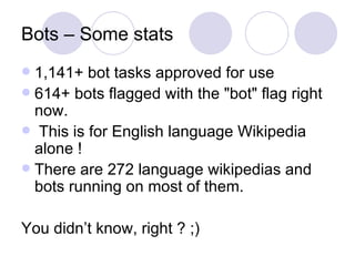 Introduction to bots on wikipedia | PPT