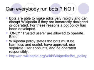 Introduction to bots on wikipedia | PPT
