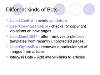 Introduction to bots on wikipedia | PPT