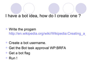 Introduction to bots on wikipedia | PPT