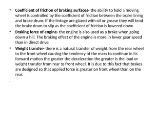 Braking system in automobile types and functions | PPTX