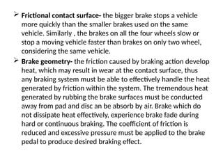 Braking system in automobile types and functions | PPTX