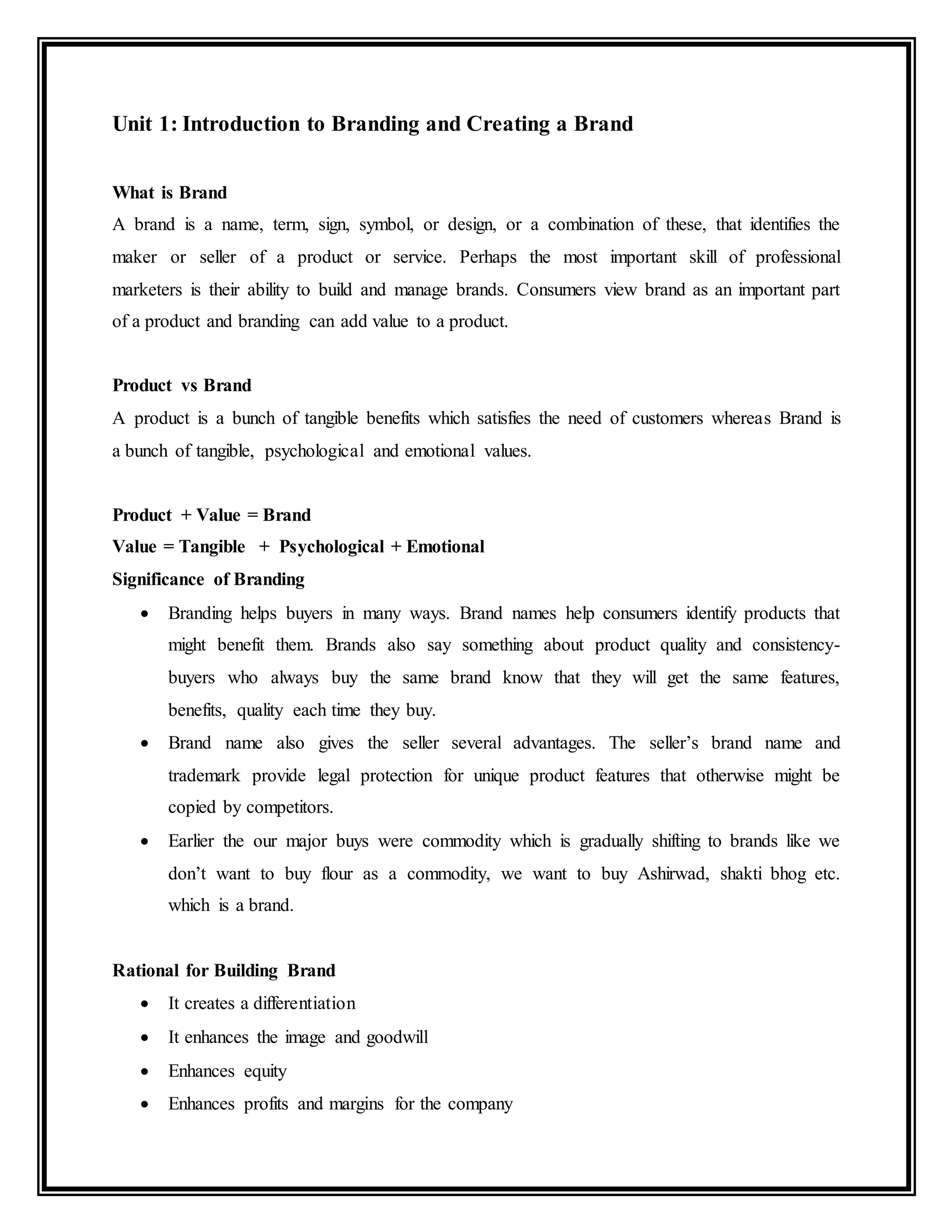 Introduction to branding | DOCX | Business | Business and Finance