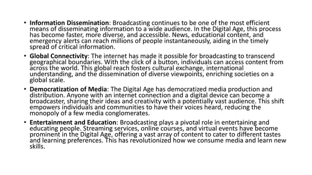 INTRODUCTION TO BROADCAST MEDIA- TV & RADIO Slides.pptx | History | Genres