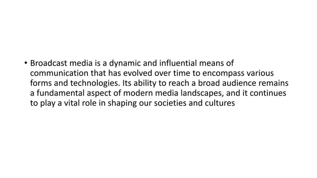 INTRODUCTION TO BROADCAST MEDIA- TV & RADIO Slides.pptx | History | Genres