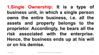 Introduction to business characteristics of sole proprietorship | PPT