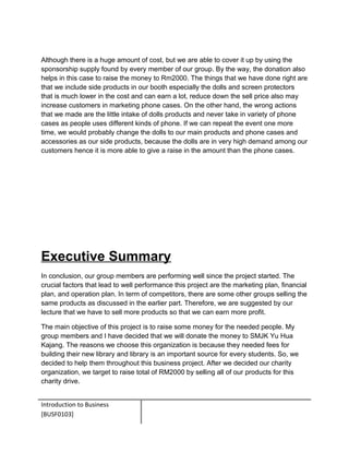 Introduction to business final project (final report) | DOC