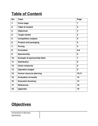 Introduction to business final project (final report) | DOC