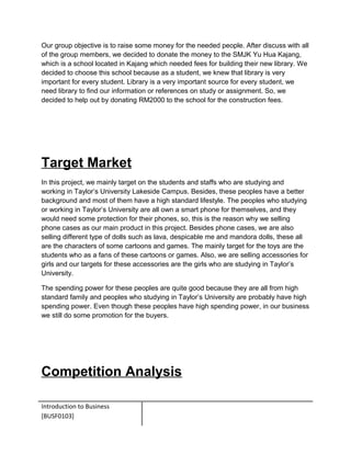 Introduction to business final project (final report) | DOC
