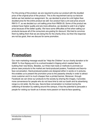 Introduction to business final project (final report) | DOC