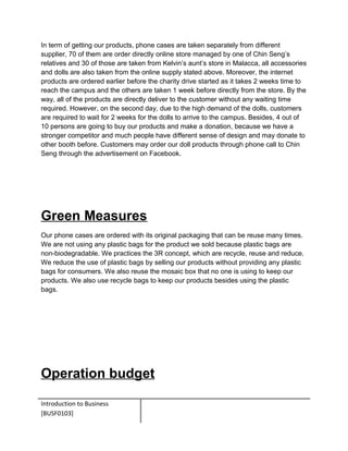 Introduction to business final project (final report) | DOC