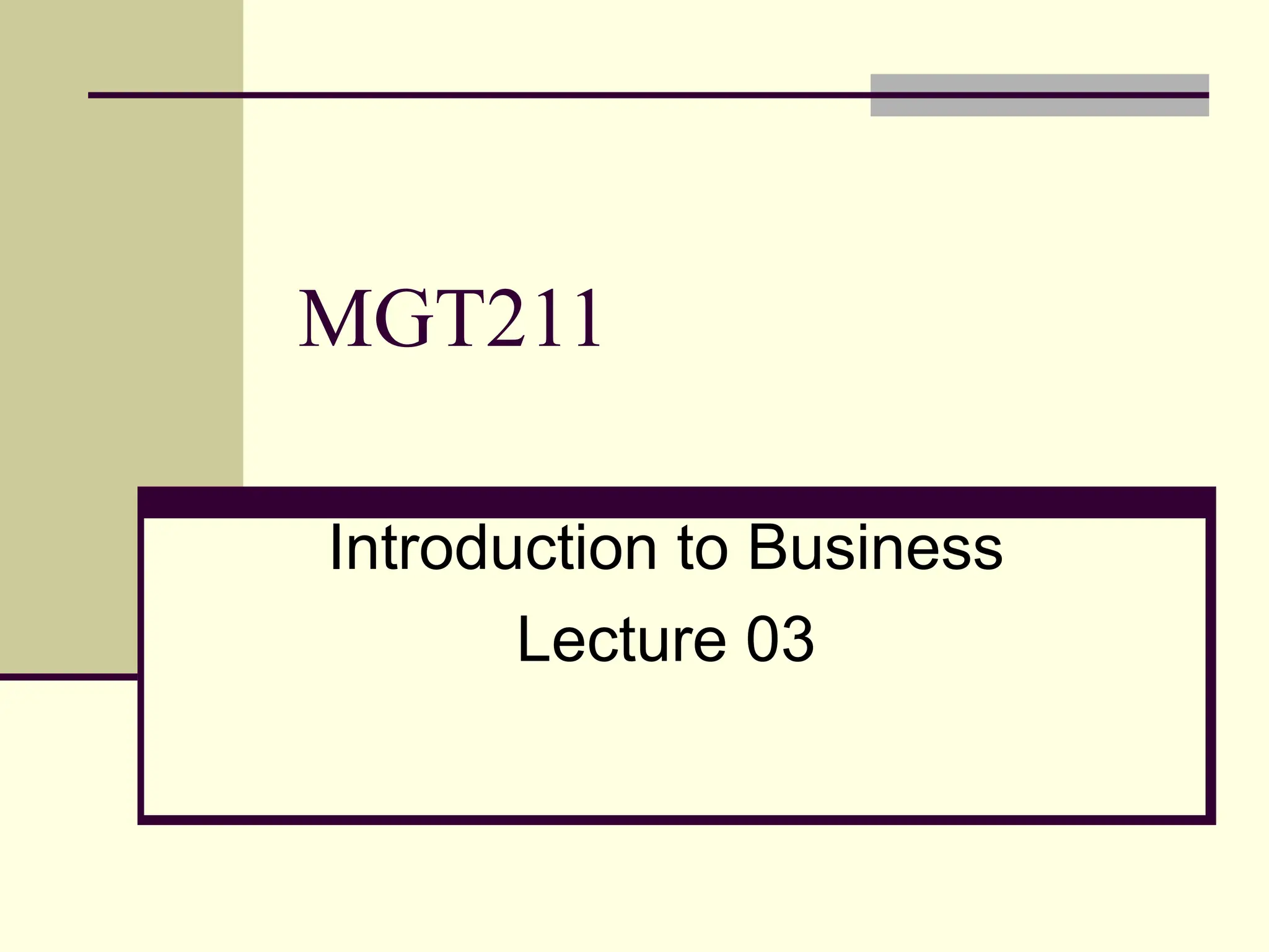 Introduction To Business - MGT211 Lecture 03.ppt