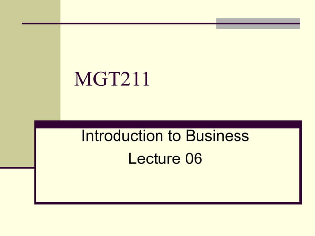 Introduction To Business - MGT211 Lecture 06.ppt