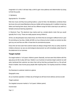 toy shop business plan, by sudipta saha aiub | PDF