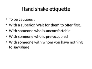 INTRODUCTION TO BUSINESS ETIQUETTE - AN OVERVIEW | PPTX