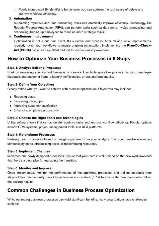 Business Process Optimization: A Step-by-Step Guide for Success | PDF