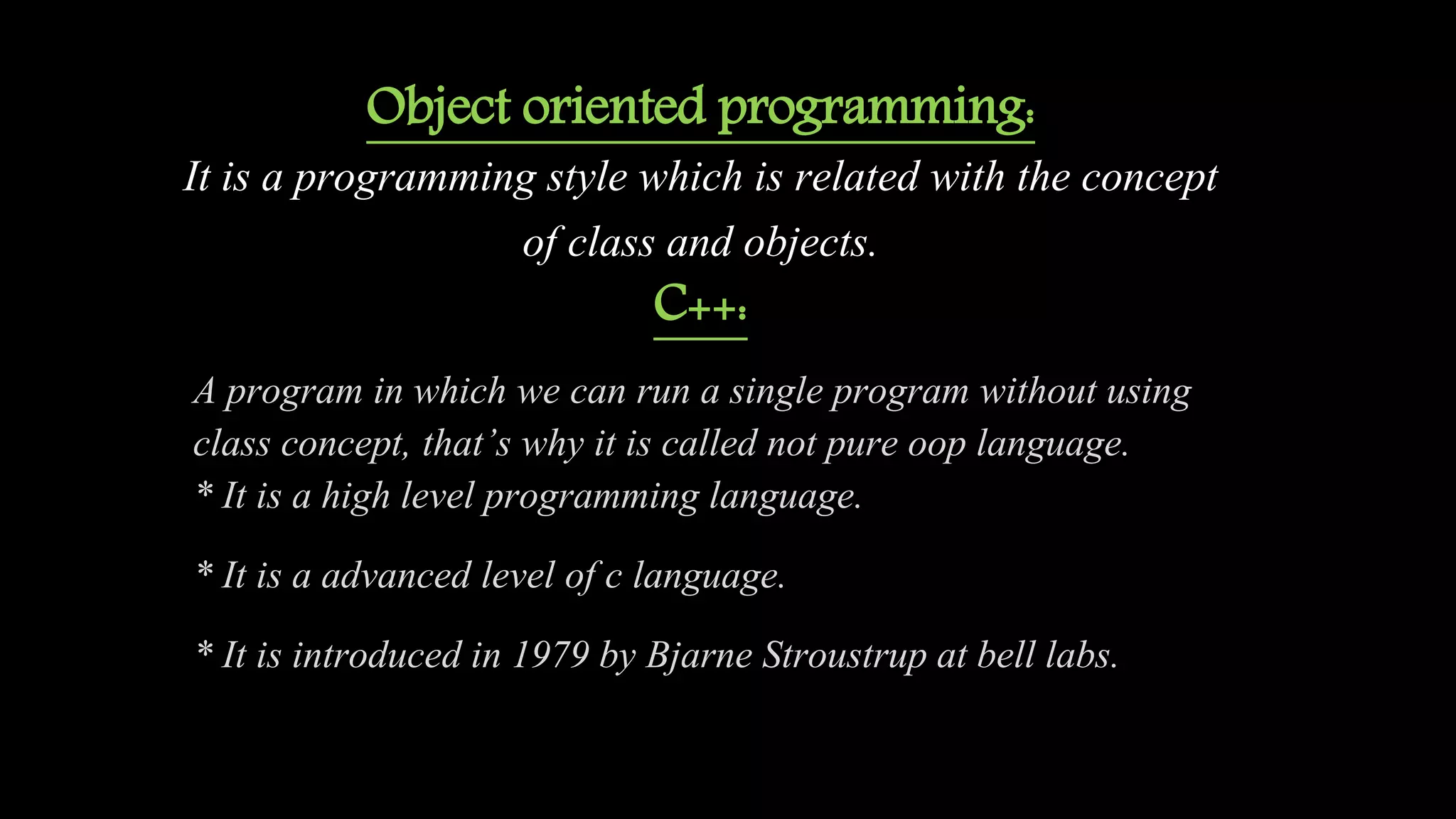 Introduction to c++ | PPTX | Programming Languages | Computing