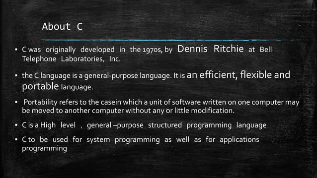 Introduction to c | PPTX | Programming Languages | Computing