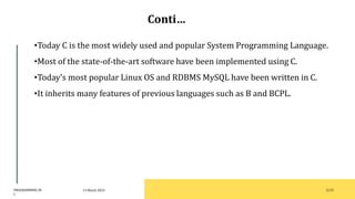 INTRODUCTION TO C PROGRAMMING AND ITS FEATURES | PPTX