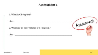 INTRODUCTION TO C PROGRAMMING AND ITS FEATURES | PPTX