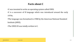 INTRODUCTION TO C PROGRAMMING AND ITS FEATURES | PPT