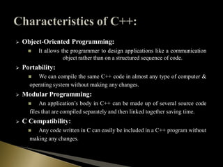 Introduction To C++ programming and its basic concepts | PPT