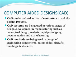 Introduction to CAD CAM in industries | PPT