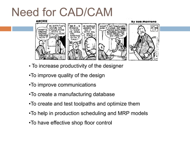 Introduction to CAD CAM CAD/CAM stands for Computer-Aided Design (CAD ...