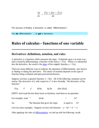 Introduction to calculus | DOCX