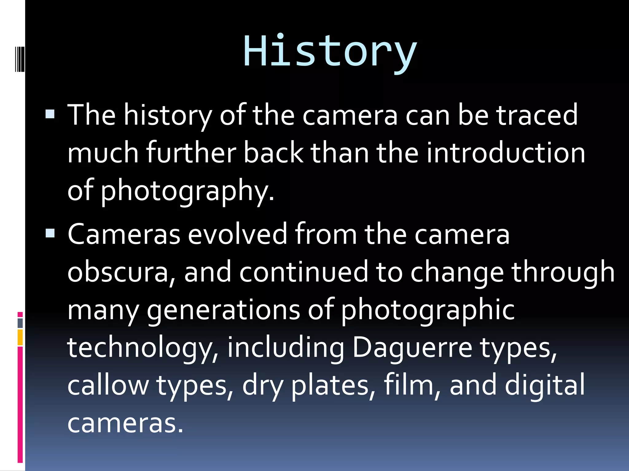 Introduction to camera & its major parts | PPTX