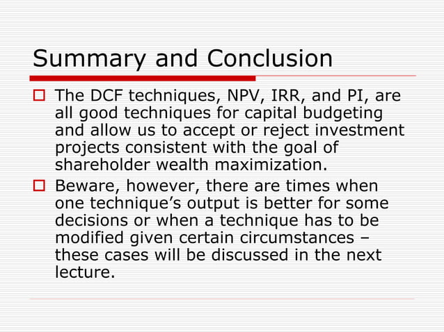 Introduction To Capital Budgeting Techniques.ppt