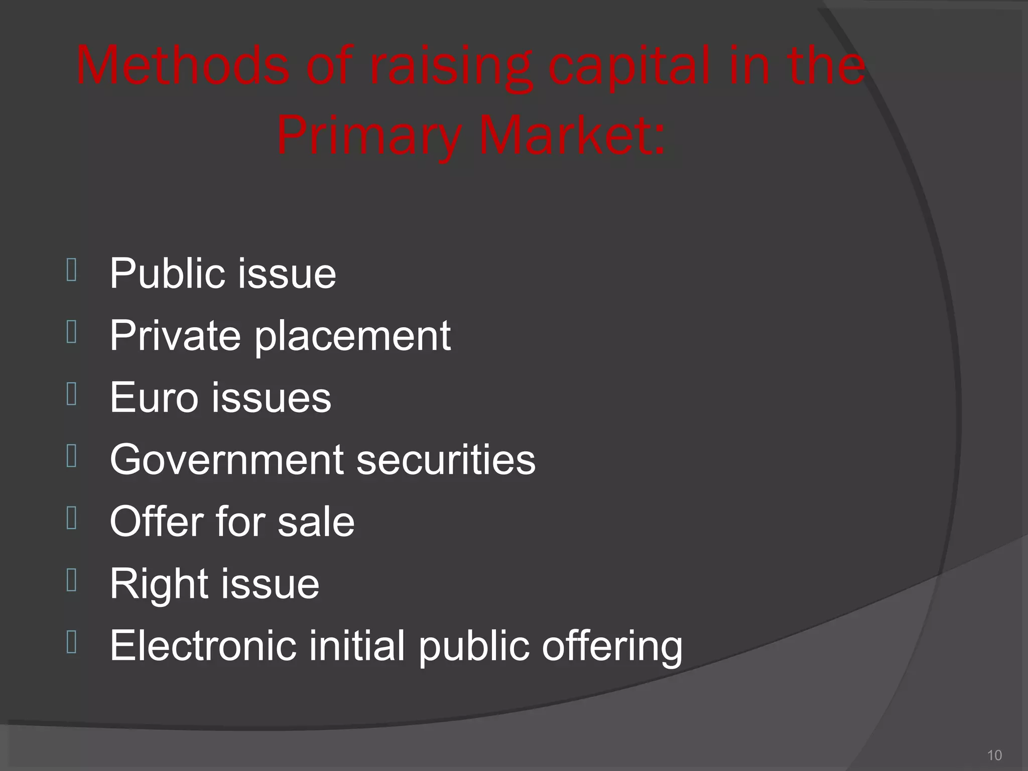 Introduction to capital markets | PPT