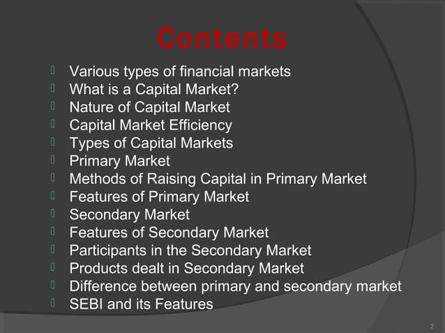 Introduction to capital markets | PPT