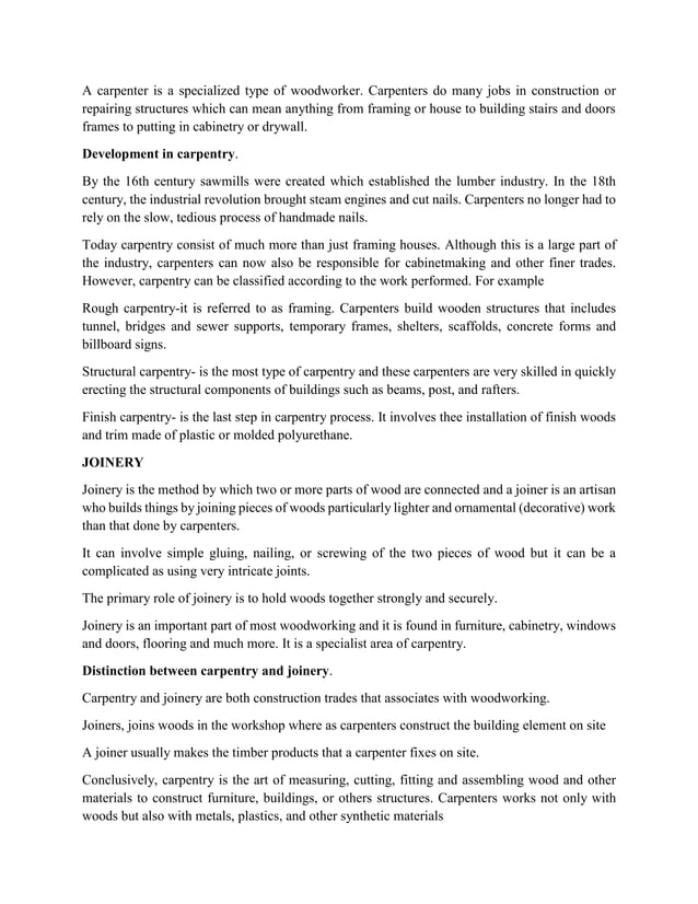 Introduction to carpentry and joinery | PDF