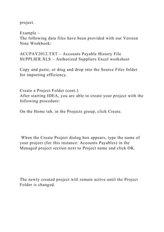 INTRODUCTION TO CaseWare IDEAProvided by Audimation Services, .docx