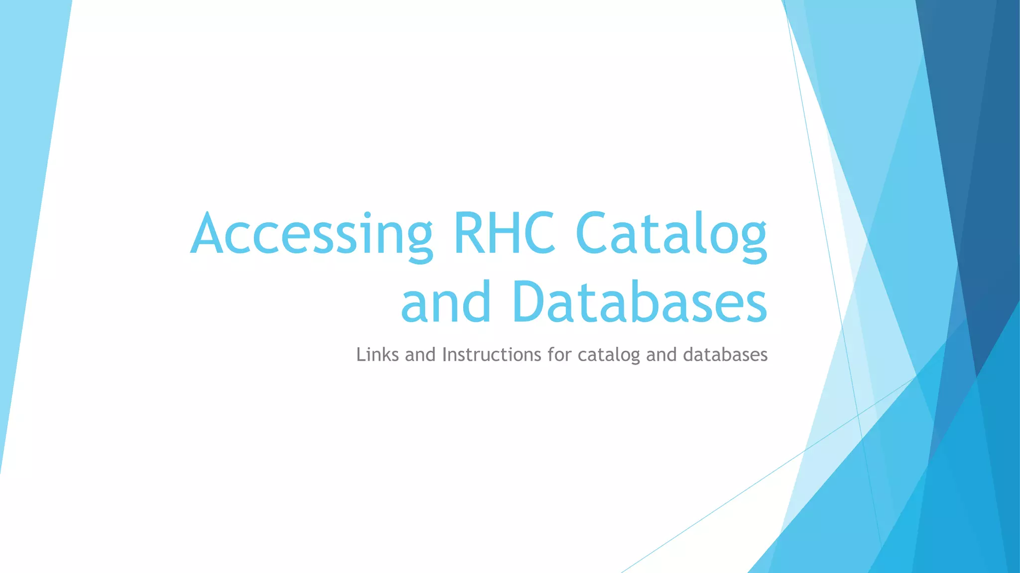 Introduction to catalog and databases | PPTX