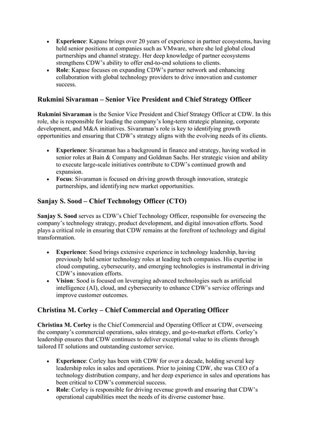 Leadership and Executive Team of CDW Corporation | PDF | Human ...
