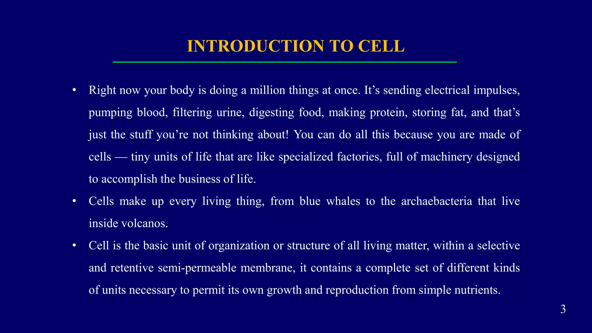 INTRODUCTION TO CELL BIOLOGY AND CELL.pptx | Biological Sciences | Science