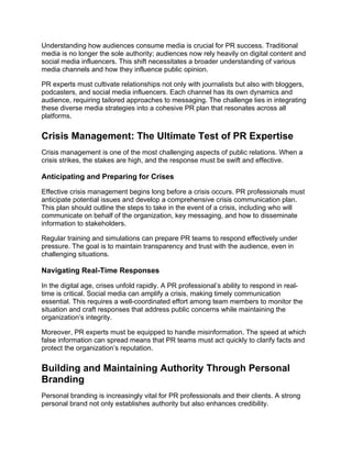 Introduction to Challenges Faced by Public Relations Experts Impacting ...