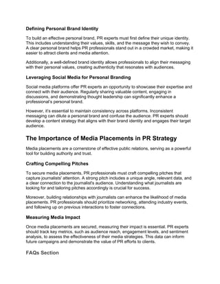 Introduction to Challenges Faced by Public Relations Experts Impacting ...