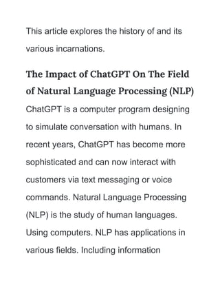 Introduction to ChatGPT and Overview of its capabilities and ...