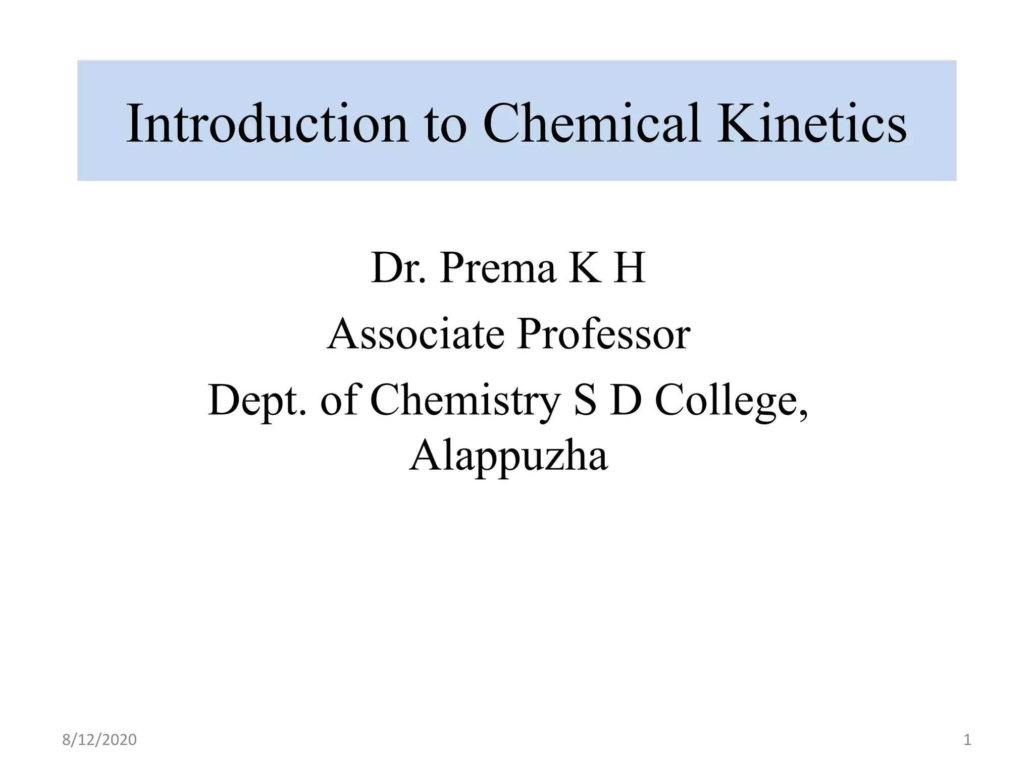 Introduction to chemical kinetics | PPTX