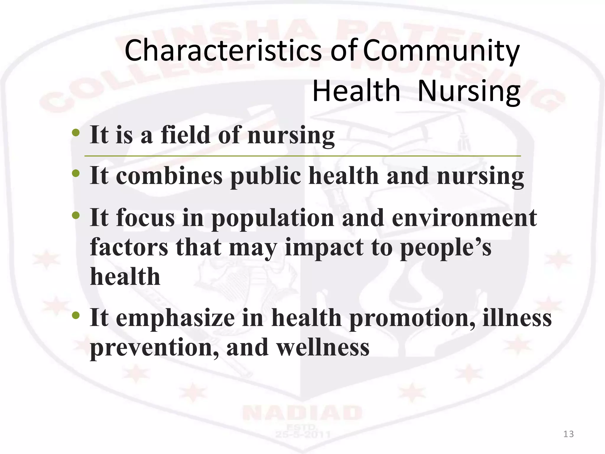 Community Health Nursing Introduction | PPSX